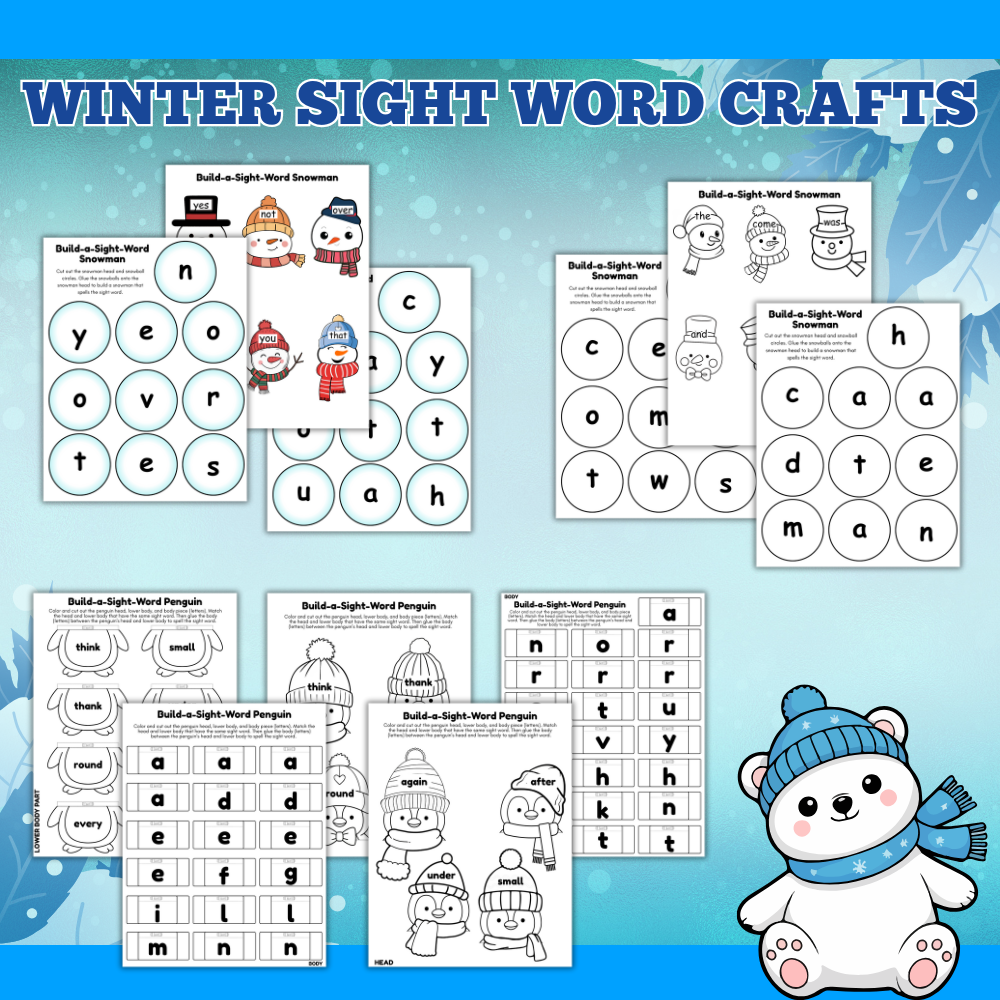 Printable Winter Sight Word Crafts - INSTANT DOWNLOAD – The Little Shop ...