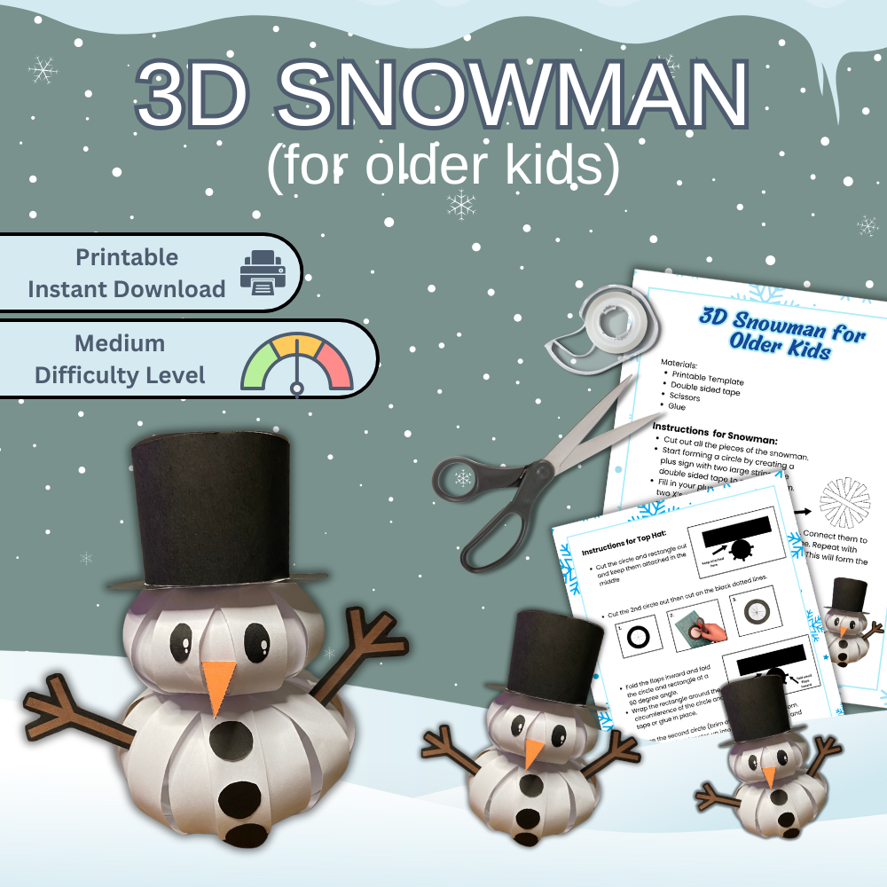 Printable 3D Snowman Craft (for Older Kids) - INSTANT DOWNLOAD – The ...