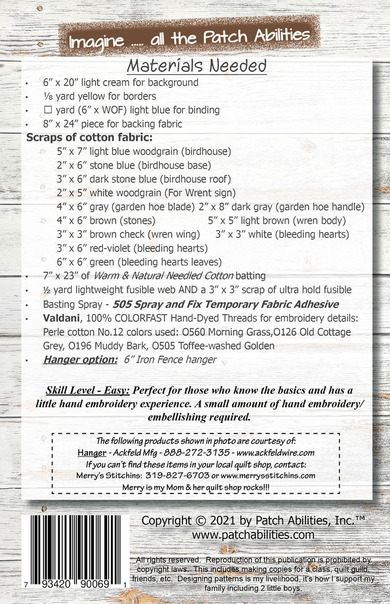 Pattern Patch-Abilities Birdhouse for Wrent P269 - DIGITAL DOWNLOAD ...