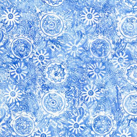 Fabric - Timeless Treasures Batik - Blue Medallions - B3131-POWDER ...