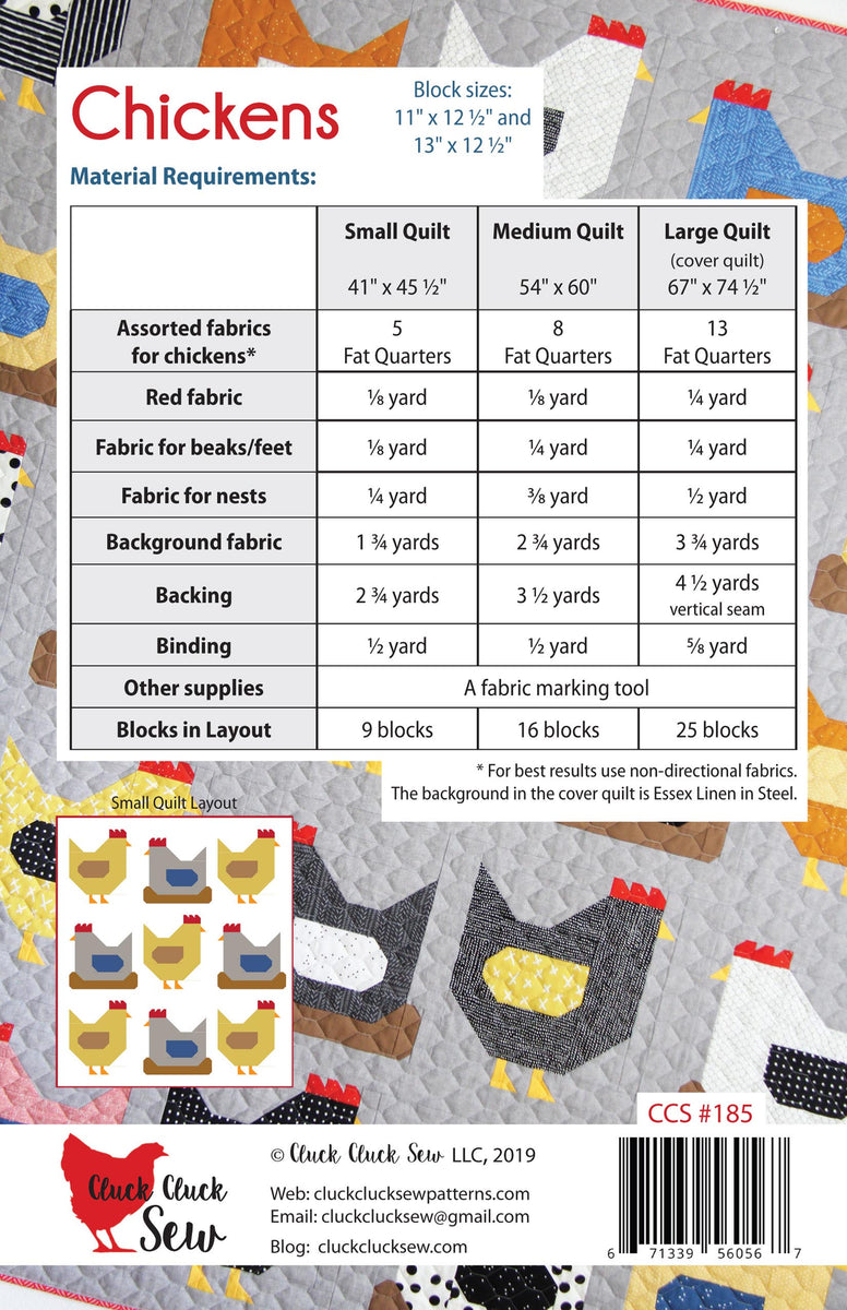 Pattern Cluck Cluck Sew - Chickens CCS185 DIGITAL DOWNLOAD – The Little ...