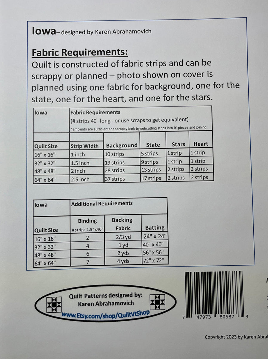 Pattern - Iowa Quilt KA-015 – The Little Shop of Stitches