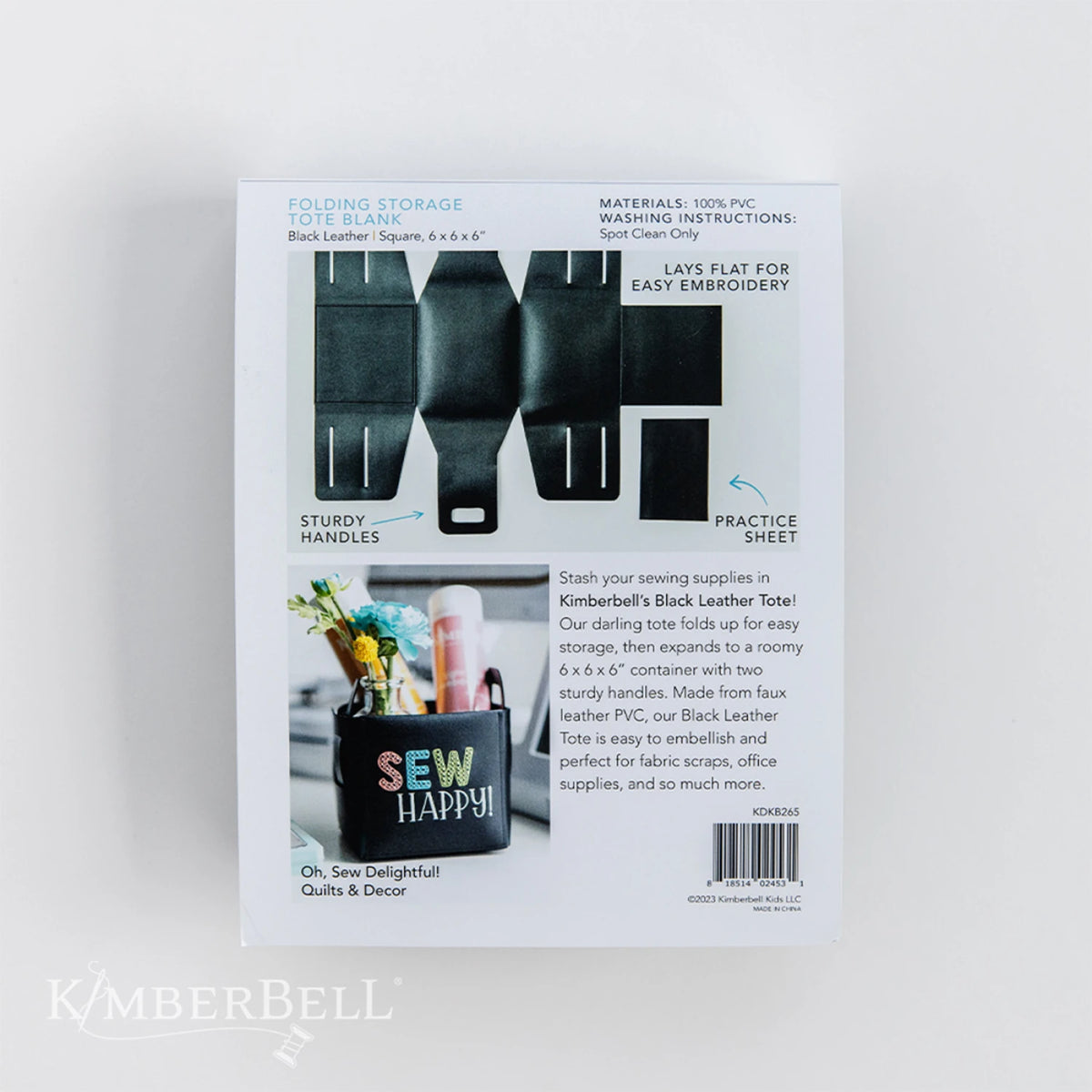 Notions - Kimberbell Folding Storage Tote Blank Black Leather - KDKB26 ...