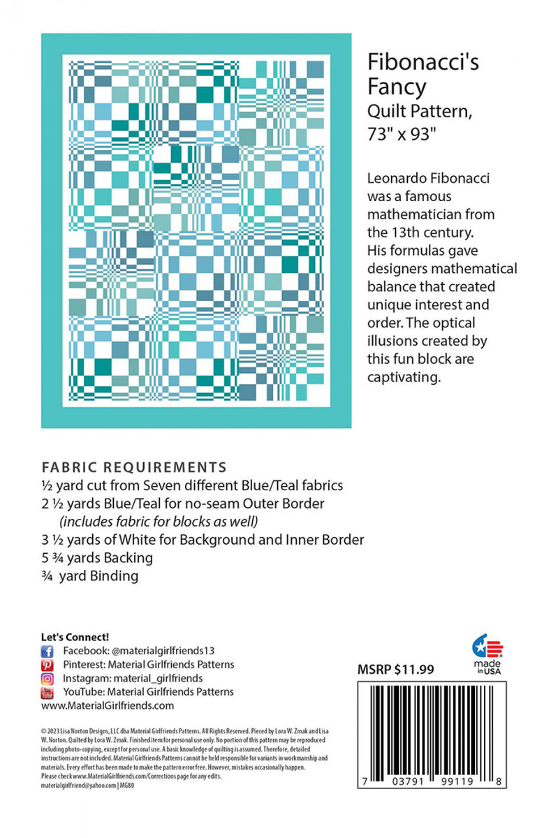 Pattern - Fibonacci's Fancy - Quilt - MG80 – The Little Shop of Stitches