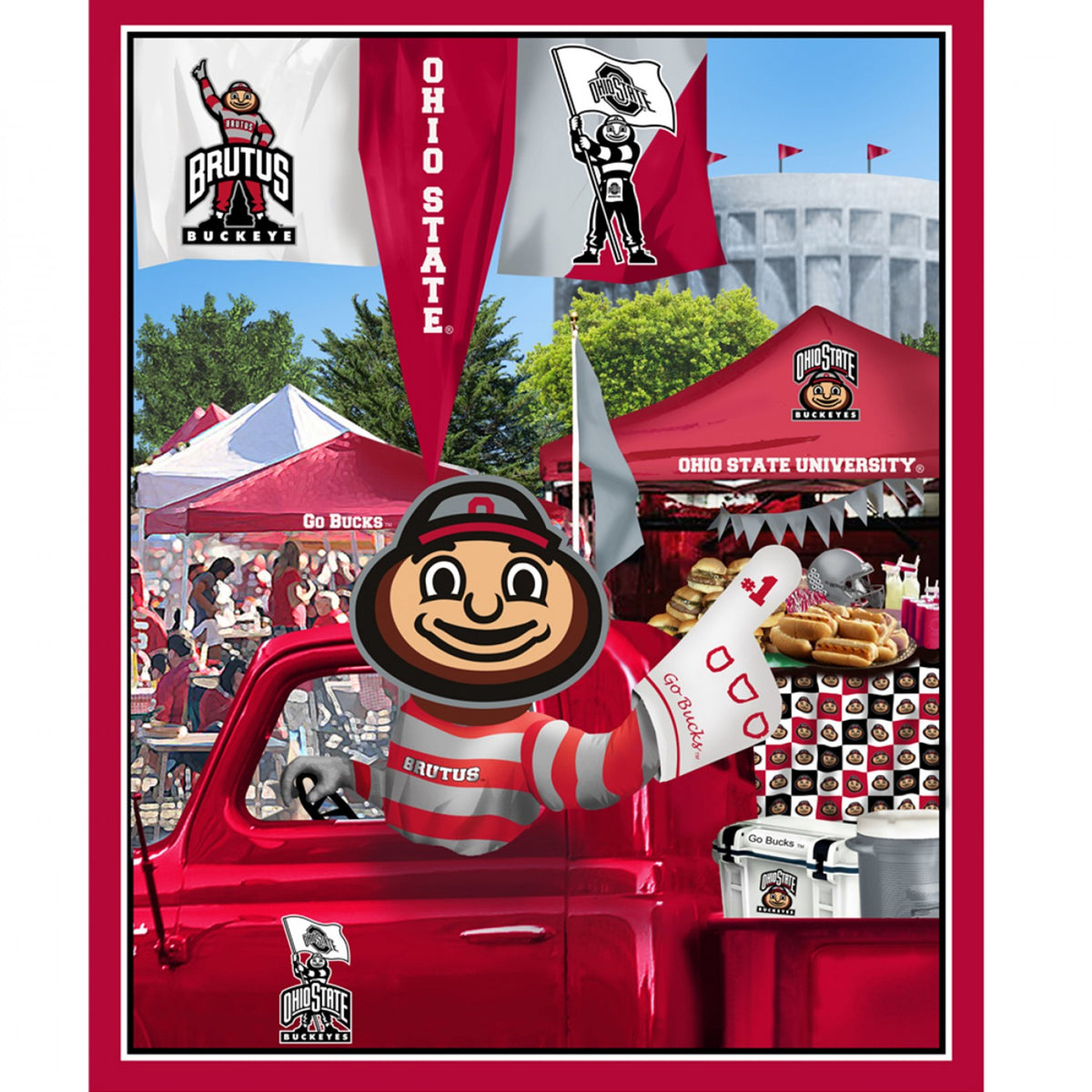 Fabric - Sykel Ohio State Buckeyes Tailgate Panel 36 x 44in - OHS-1157 ...
