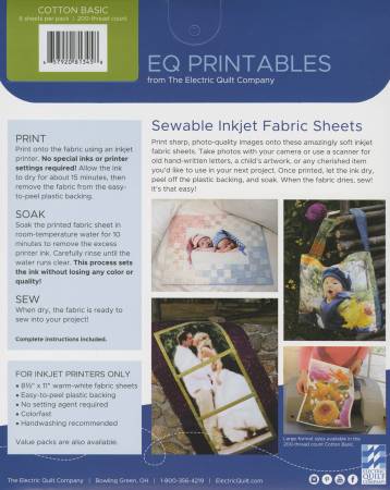 Notions Electric Quilt Co - EQ Printables - Sewable Inkjet Fabric Shee ...