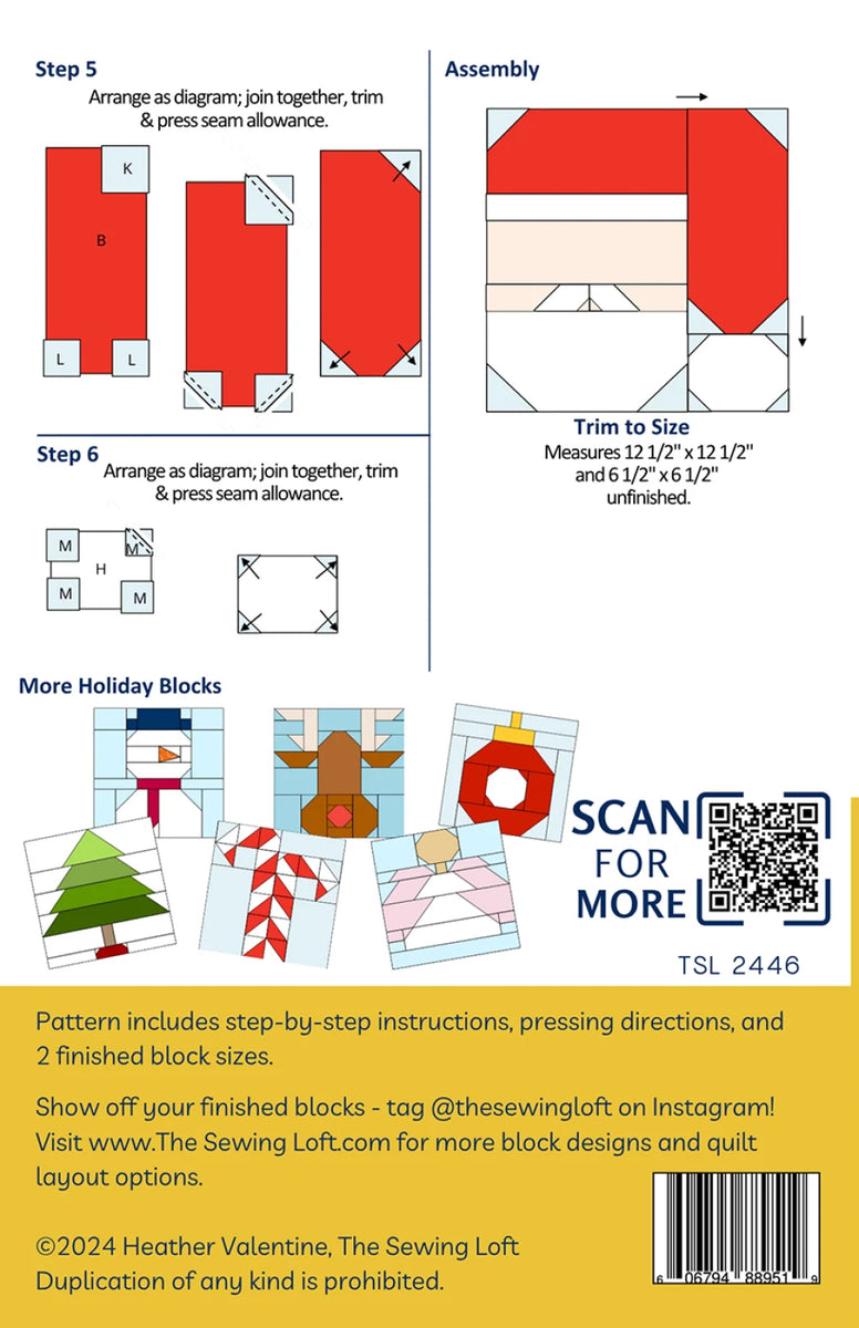 Pattern - The Sewing Loft Santa Claus Quilt Block - TSL2446 – The ...