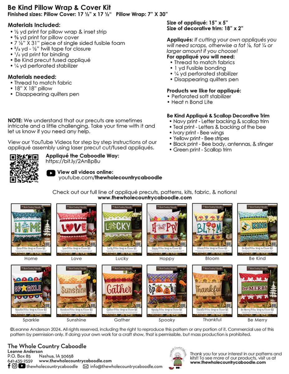 Kit Wrapped with Words Pillow Wrap & Cover - Be Kind - WCCPW120 – The ...